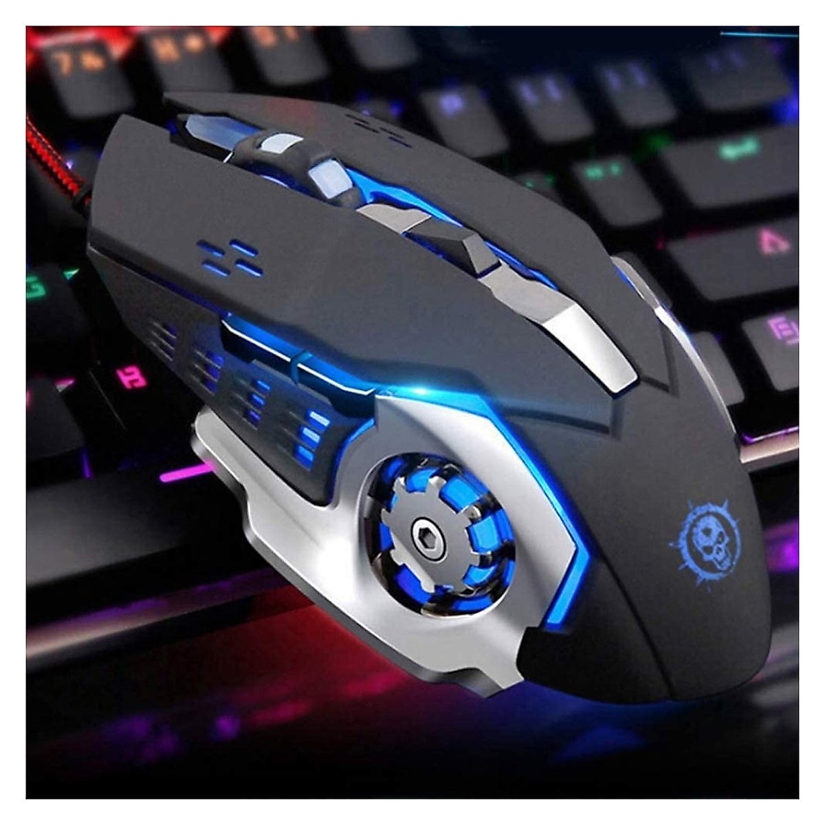 RGB Gaming Keyboard and Backlit Mouse and Het Combo USB Wired Backlit Keyboard LED Gaming Keyboard Mouse Set Het with Microphone for Laptop PC Computer Game and Work