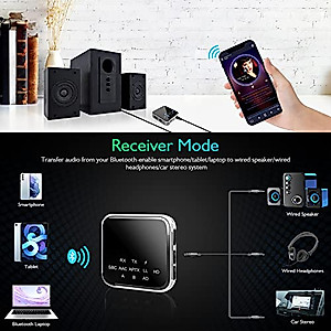 Giveet Bluetooth 5.2 Transmitter Receiver for TV to Wireless Headphones/Speakers, APTX Adaptive/HD/Low Latency Wireless 3.5mm AUX Audio Adapter for PC Airplane Car Boats Gym, 15hrs Playtime, Dual Link