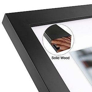 Golden State Art Picture Frame, 9x12 inches, Black, Acrylic Glass, Solid Wood, Mat for 6x8 Photos, Wall Display