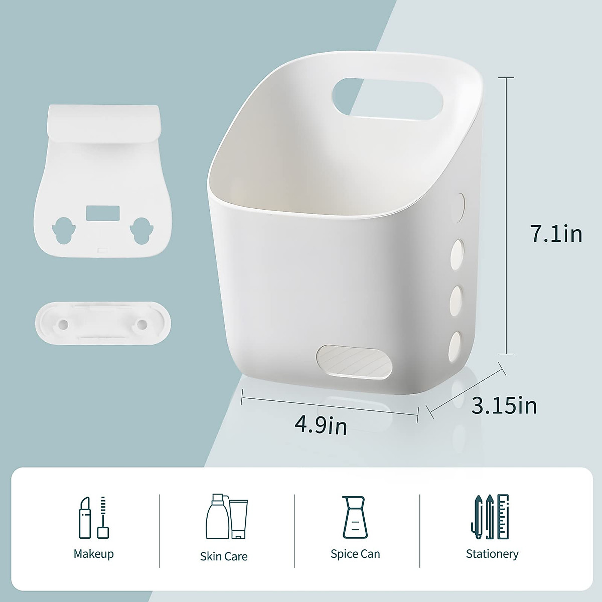 FYY Plastic Hanging Basket for Storage 3 Pack, Plastic Basket with Detachable Hook, Hanging Storage Containers Organizer Shelf for Office Bedroom Kitchen Bathroom White