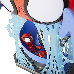 Spidey and His Amazing Friends Marvel Web-Quarters Playset with Lights and Sounds, Includes Spidey Action Figure and Toy Car, for Kids Ages 3 and Up,F1461