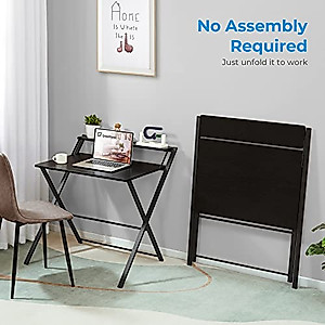 GreenForest Folding Desk No Assembly Required and L Shaped Desk with Drawers, 69 inch Corner Compuer Desk