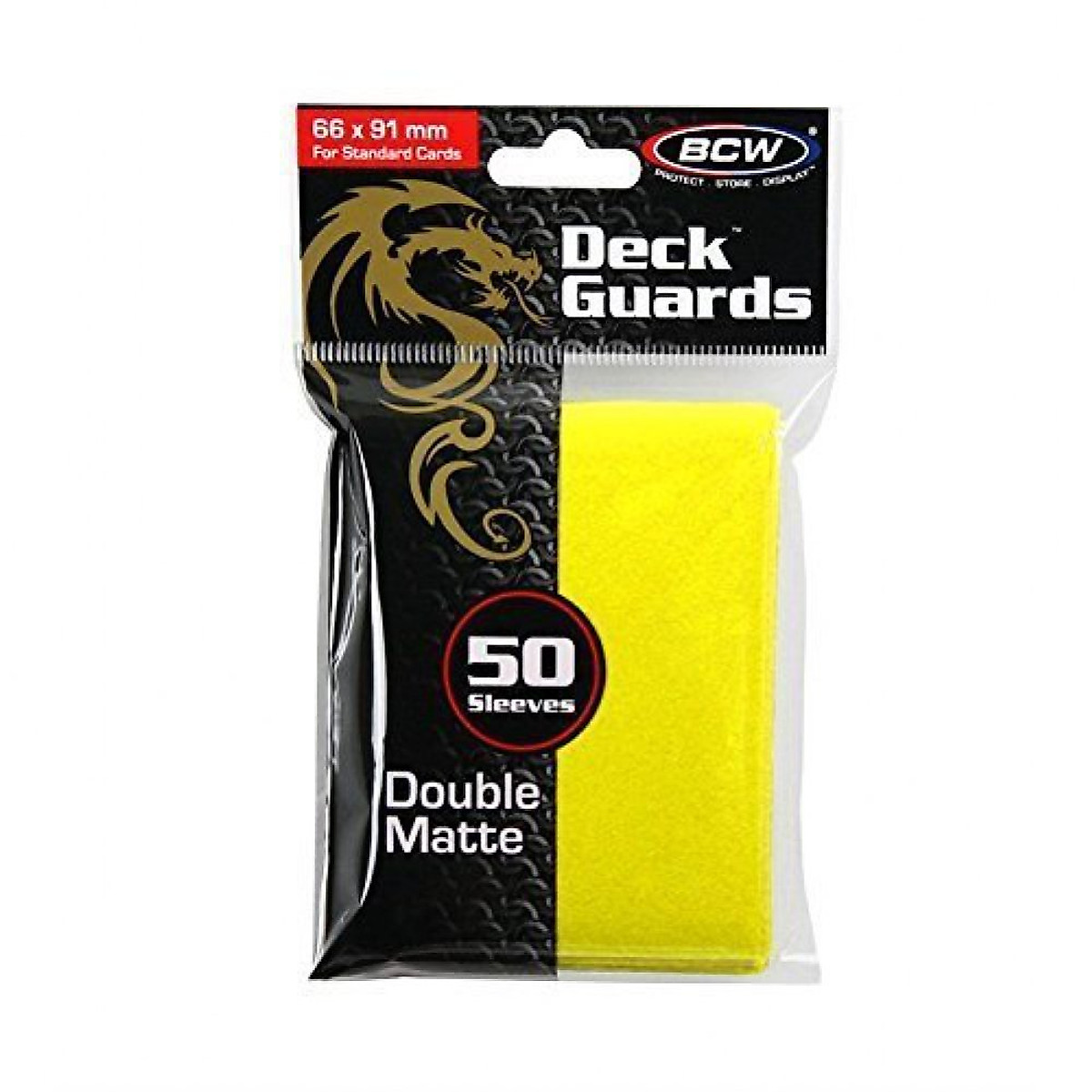 BCW Deck Guard - Double Matte Yellow Card Sleeves | Acid-Free, Archival-Safe, No PVC | Anti-Glare Matte Finish | Fits Standard 2½" x 3½" Game Cards | Durable Deck Protector Sleeves | 100 Ct