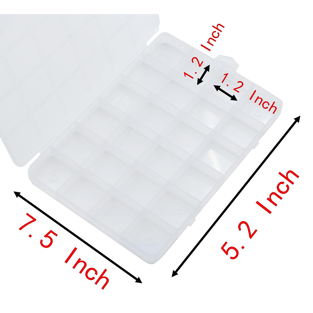 YIKANGHENG 25 Grids 7.5 Inch x 5.2 Inch Fixed Clear Plastic Jewelry Organizer Storage Box Jewelry Earring Tool Containers (1)