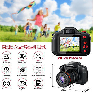 NINE CUBE Kids Camera, Digital Camera for Toddlers Age 3-5,1080P Toddler Camera Toys for Ages 5-7, Children Camera Birthday Festival Gift for 3 4 5 6 7 Year Old Boys Girls(32G SD Card)