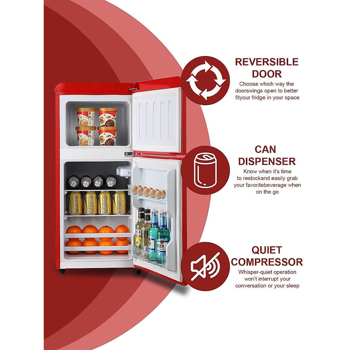 Tymyp TY-FLS-80G-RED-H005 Refrigerator with Freezer, Red