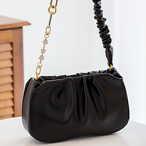 2Pcs Purse Strap Extenders Black White Crossbody Straps Replacement Bag Chains Decoration Accessories 5 Inches Shoulder Chains Extension Fit for Crossbody Handbag Purse Pochette Charms (Plum Bossom S)