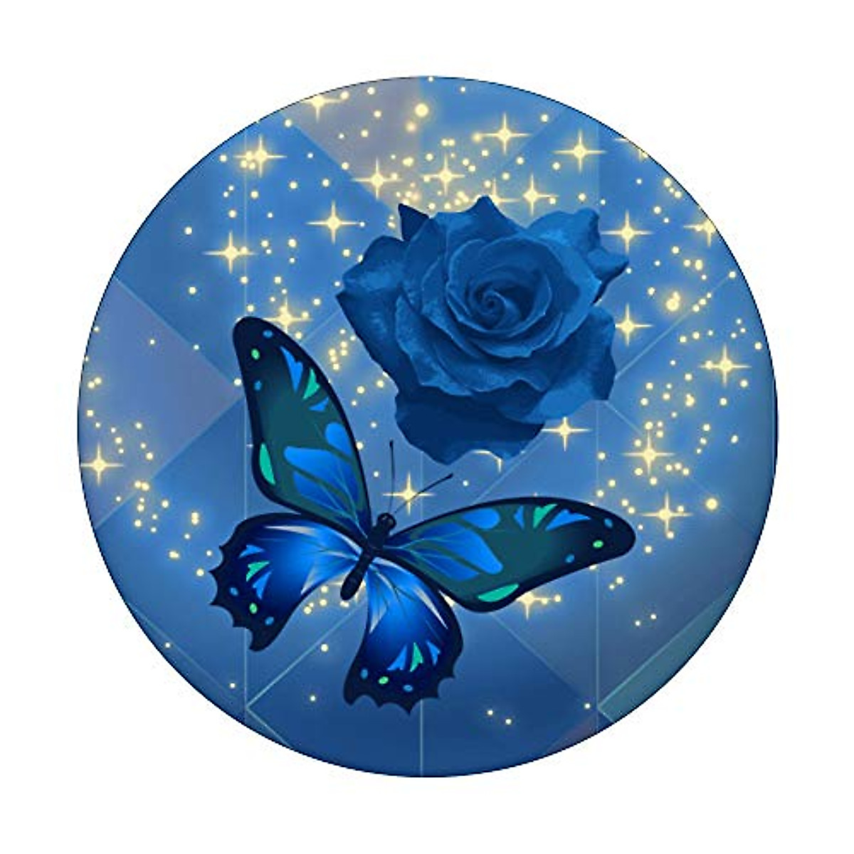 Rose Butterfly Flower Cell Phone Button Pop Up Holder Blue PopSockets Grip and Stand for Phones and Tablets