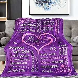 70th Birthday Gifts for Women Blanket 50"x60", 70th Birthday Gifts Ideas Throw Blanket, 1953 Birthday Gifts for Women, 70th Birthday Gifts for Sister Wife Mom Grandma, 70 Year Old Birthday Gift Ideas