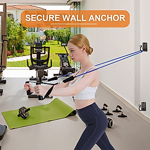 Workout Wall Mount Anchors Resistance Bands Set, Exercise Equipment Resistance Training Kit Home Gym Trainer for Suspension Strength Training Yoga Stretching Physical Therapy