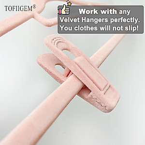 TOFIIGREM Light Pink Velvet Hangers Clips 20 PCS, Non-Slip Velvet Clip for Pant Skirt Velvet Hangers, Strong Baby Kids Velvet Hangers Clips