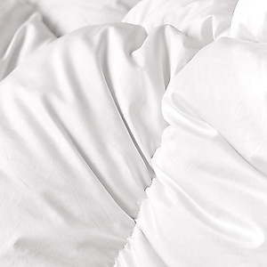 zzlamb All Season Warm Feather Down Comforter Lightweight Duvet Insert Queen Size, Durable Cotton-Blended Down Proof Shell Duvet Insert with Corner Tabs, Queen Size 90''x90'' White