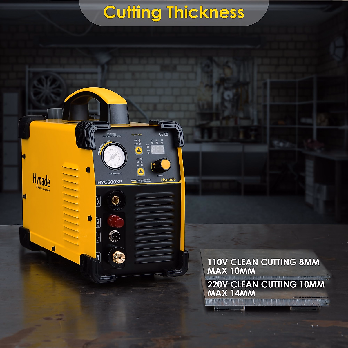 hynade Plasma Cutter HYC500XP, Non Touch Pilot Arc Plasma Cutter,50A Dual Voltage 110V/220V Inverter Max Cut 14mm Plasma Cutting Machine (HYC500XP 110/220V)