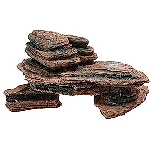 emours Reptile Basking Rock Tortoise Lizard Hiding Cave Platform Aquarium Decor Habitat Hideout (B-01)