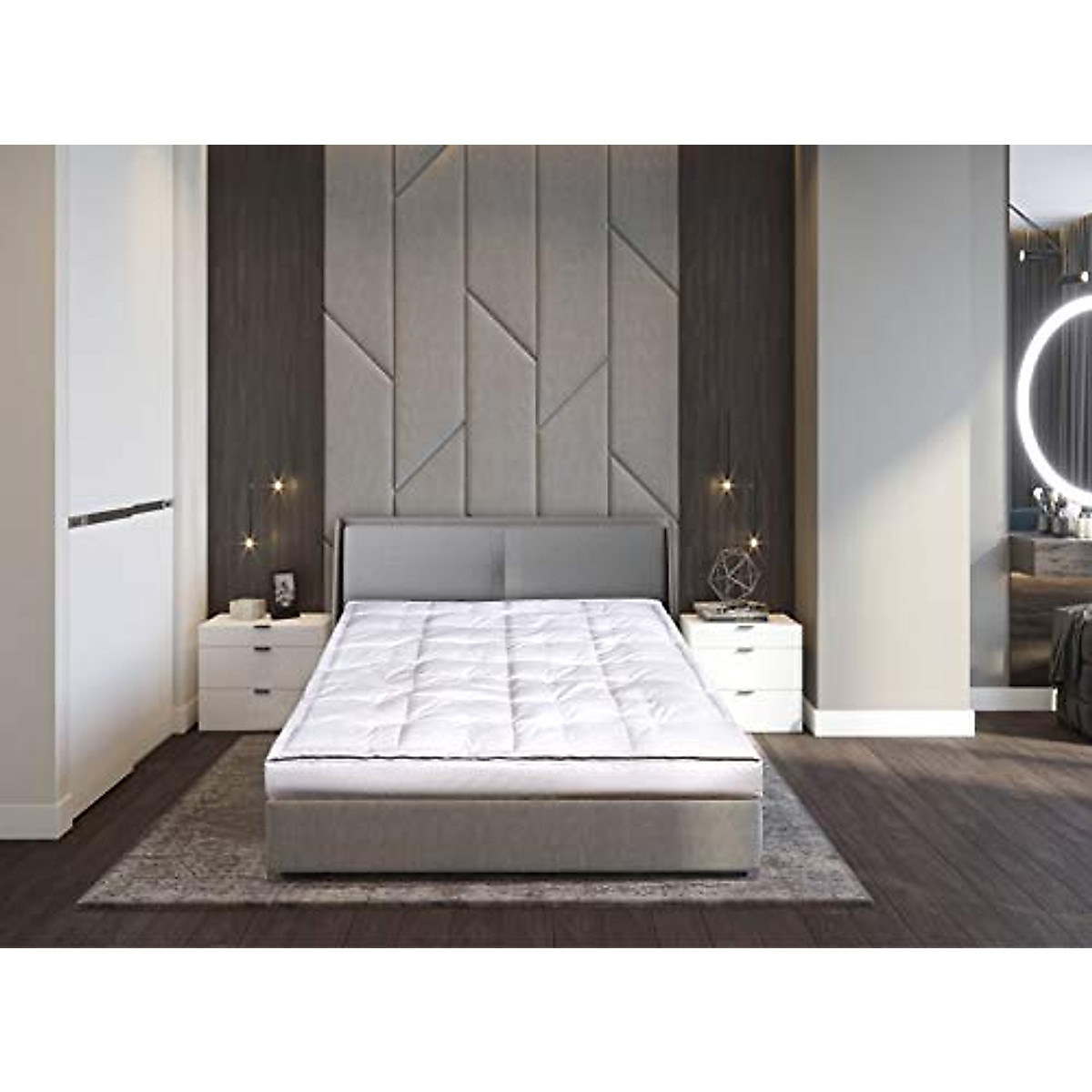 Blue Ridge Home Fashions Luxury (Level IV) 5" Thick Down Pillowtop Featherbed/Mattress Topper, Queen, White