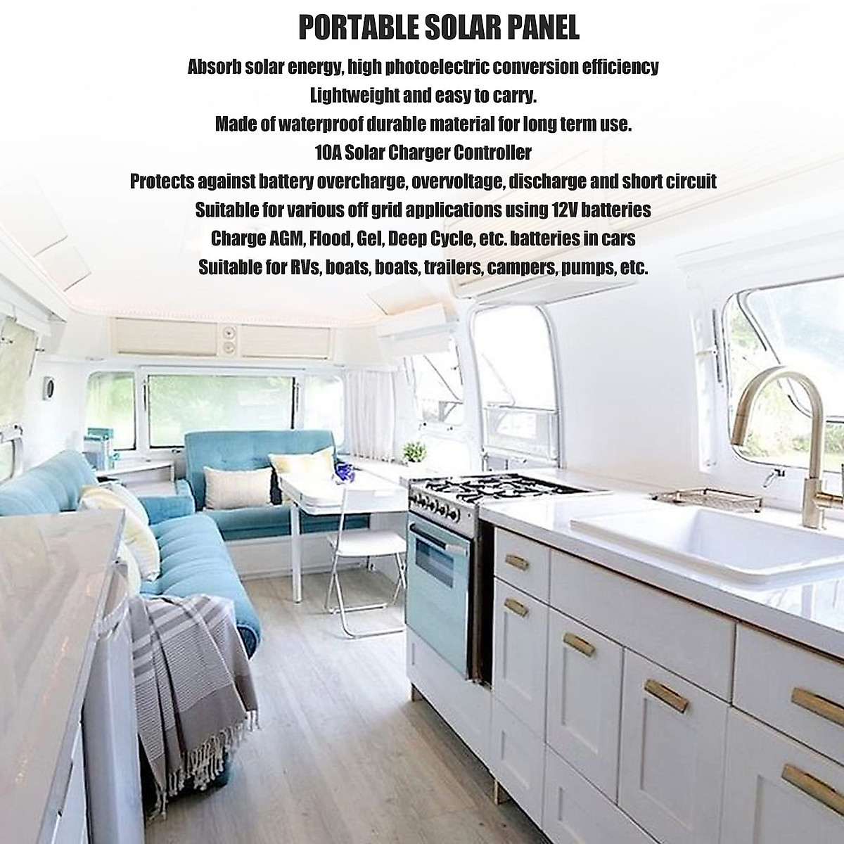 Solar Battery, 250W Monocrystalline Solar Panel Kit Dual USB Ports Solar Powered with 10A Charge Controller for RV Car Boat Emergency Charging, 12V Battery Charging, etc, RV