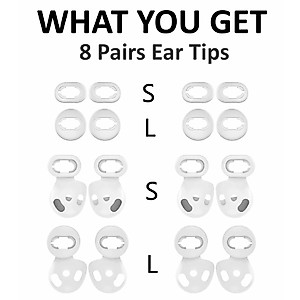 [ 8 Pairs ] Galaxy Buds Live Ear Tips Wing Tips, Non-Slip Anti-Slip Sound Leakproof Silicone Earbuds Replacement Cover Accessories Compatible with Samsung Galaxy Buds Live White S/L