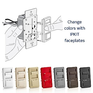 Leviton IllumaTech Dimmer Switch for Dimmable LED, Halogen and Incandescent Bulbs, IPL06-10Z, White with Ivory and Light Almond Faceplates