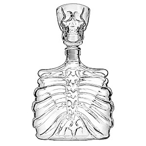 Godinger Whiskey Decanter and Shot Glass, Skull Skeleton Decanter, Halloween Decor, Skeleton Decorations, Liquor Decanter and Whiskey Glass Shot Glass Set, Halloween Decorations - 32oz