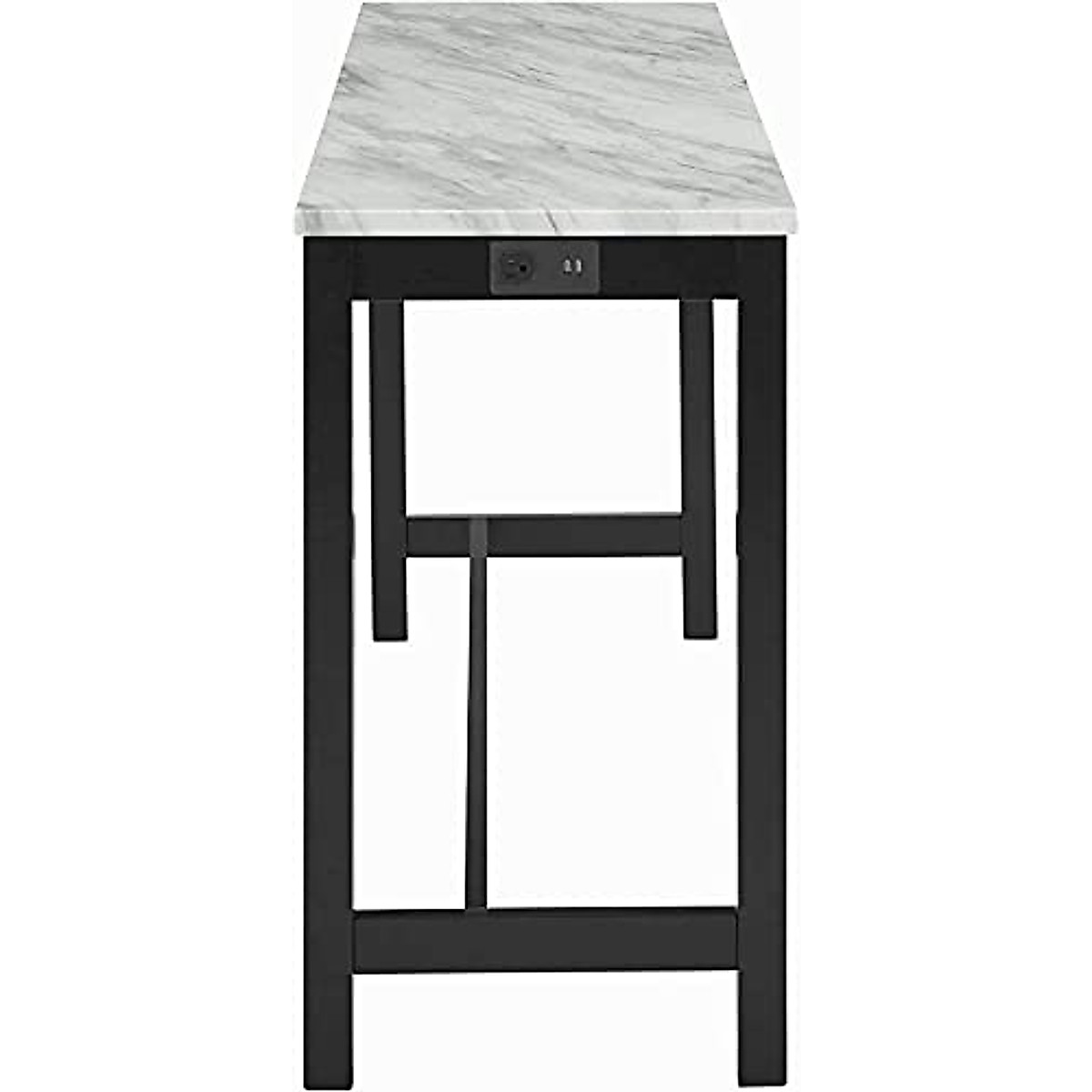 New Classic Furniture Celeste Faux Marble Theater Bar Table with 3 Bar Stool Set, Black Velvet with Black Base