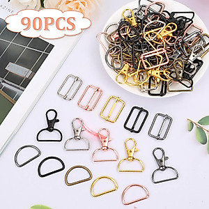 Paxcoo Keychain Bulk with Key Chain Swivel Hook D Rings and Slide Buckles for Handbag Purse Hardware Craft (1 Inch)