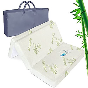 Bamboo Pack n Play Mattresses Trifold, 38"x26" Cooling Pack and Play Mattress Pad, Playard Mattress for Pack and Play with Ultra Soft Bamboo Cover, Waterproof Baby Folding Mini Crib Mattresses