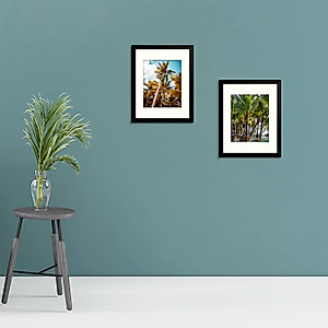 Frametory, 11x14 Picture Frame - Made to Display Pictures 8x10 with Mat or 11x14 Without Mat - Wide Molding - Pre-Installed Wall Mounting Hardware (Black, 2 Pack)