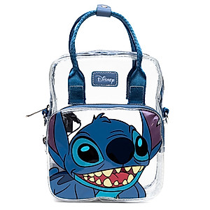 Disney Bag, Crossbody Light Up, Lilo and Stitch Stitch Smiling Expression, Transparent, Clear PVC