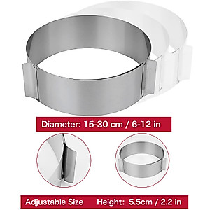 Stainless Steel Cake Mold Round Cake Ring Cookie Cutter, 6-12 Inches Adjustable Sheet Pan Extender for Baking Mold Pastry Tool Cake & Pastry Rings