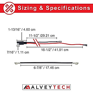 AlveyTech 24 Volt Battery Wiring Harness Kit - Insulated Battery Terminal Wire Harness with 2-Prong Connector, Replacement Batteries Parts for Schwinn, GT, IZIP, eZip & Mongoose Electric Scooters