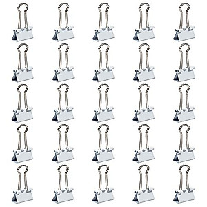 JAM PAPER Colorful Binder Clips - Small - 3/4 Inch (19 mm) - White Binderclips - 25/Pack