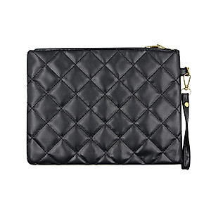 MOSSTYUS Women Wristlet Clutch Bag Purse Rhombus Rivets Handbag PU Leather Envelope Bag Large Wallets with Strap, Black