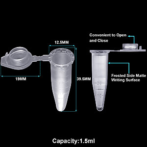 Ackers Science 500Pcs 1.5ml Polypropylene Graduated Microcentrifuge Tubes with Snap Cap,Natural