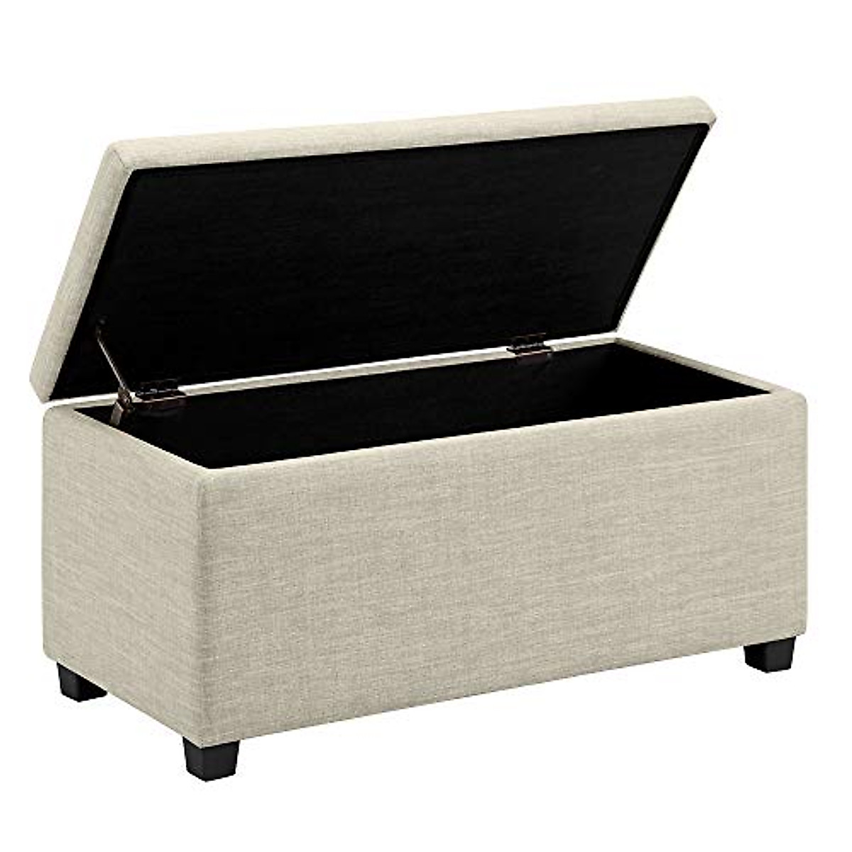 Amazon Basics Upholstered Storage Rectangular Ottoman and Entryway Bench, Beige, 35.5"W x 16.5"D x 17"H