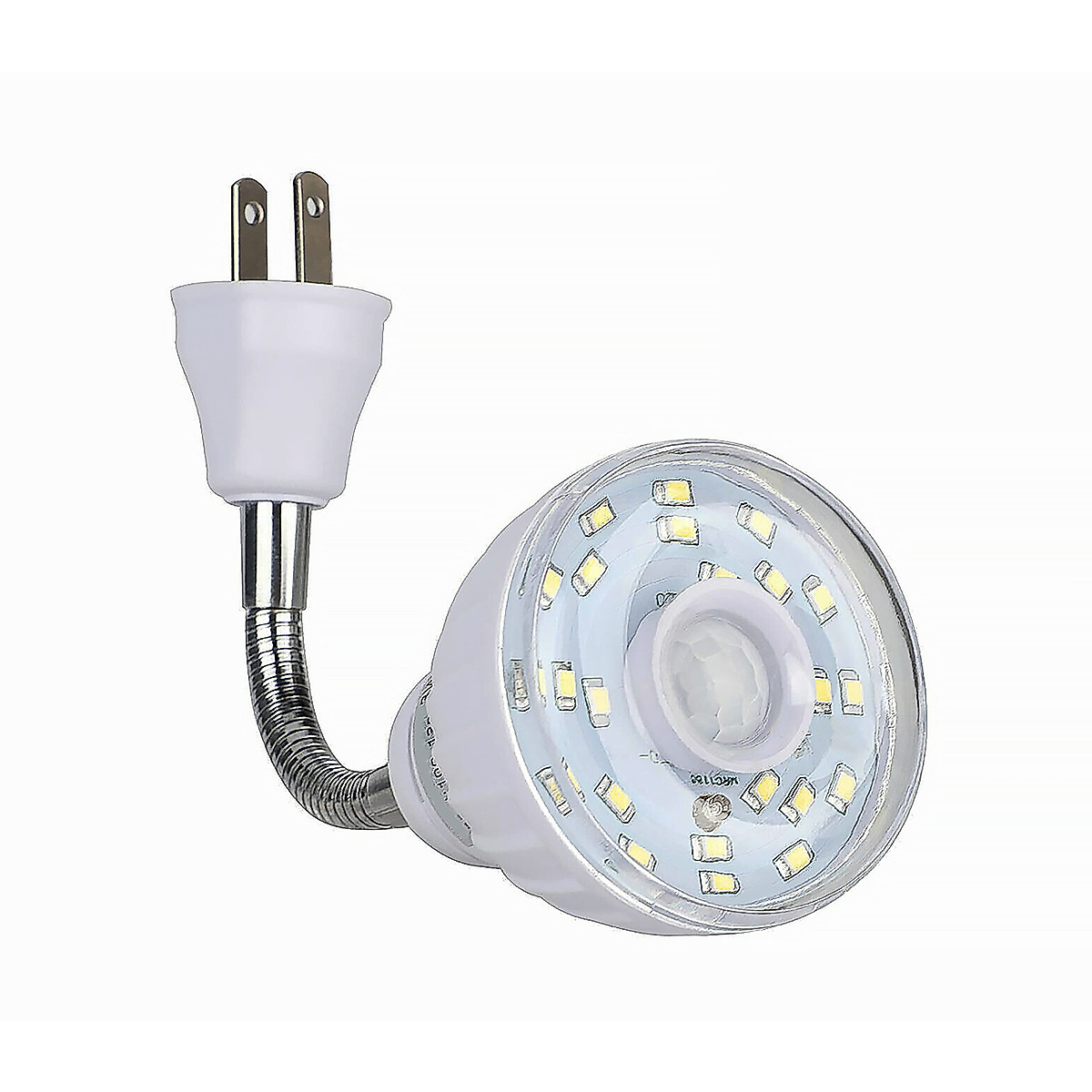 ShopN5 LED Motion-Activated Directional Rotating Flexible Sensor Dusk to Dawn Night Light AC Outlet Plug-in Wall Stair Lamp Indoor 360° Bedroom Hallway Stairway Garage Basement Corridor