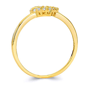 The World Jewelry Center 14k Yellow Gold SOLID Heart Fashion CZ Statement Ring - Size 6