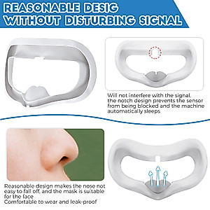3 Pieces Eye Silicone Cover Silicone Face Covering Compatible with Oculus Quest 2 Sweatproof Lightproof Leakproof (White)