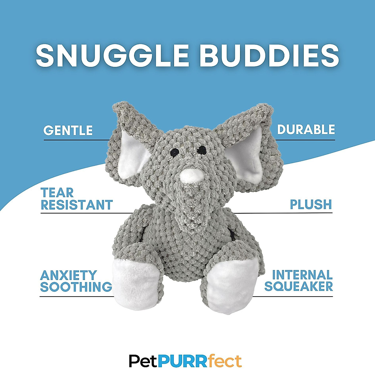Pet PURRfect Squeaky Dog Toys: Durable Plush Dog Toys with Soft, Durable Fabric for Small and Medium Pets - Elephant Stuffed Dog Toy for Indoor Play!
