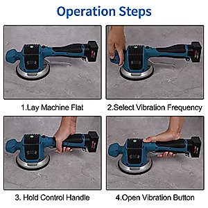 Tile Vibration Machine Installation Tool - Nopwer Tiling Suction Cup for Leveling Handheld Vibrator Adjustable 6 Speeds 25V 12000r/min