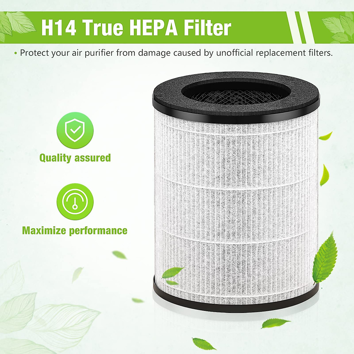 H14 True HEPA Filter Replacement for Smoke, High-Efficiency Air Purifier Replacement Filter