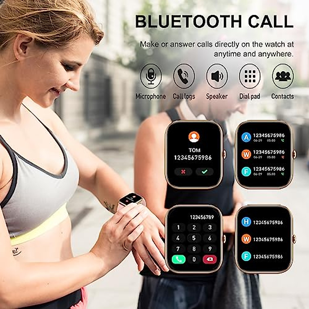Smart Watch(Answer/Make Call), 1.85" Smartwatch for Men Women IP68 Waterproof, 100+ Sport Modes Fitness Activity Tracker, Heart Rate Sleep Monitor, Pedometer, Smart Watches for Android iOS, 2023