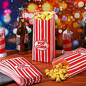 500 PCS Popcorn Bags 2oz Popcorn Paper Bags Red and White Stripes Retro Popcorn Bags Disposable Popcorn Bags for Party Movie Theater Carnival Festivals Movie Theme Party Supplies (500 Pcs)