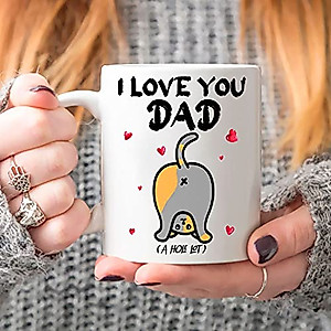 kobalo Best Father's Day gift I Love You Dad A Hole Lot Funny Cat Cute Lover Coffee Mugs Cups Tea Tops Novelty White 11 Oz 15 Oz