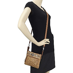 American West Women's Trail Rider Crossbody Bag Tan One Size