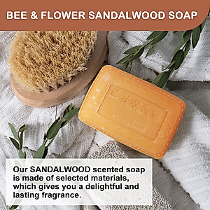 Bee & Flower Soap Bar Sandalwood Soap Moisturizing Bath Bar Soap Nourishes Your Skin 4.4 oz(Pack of 4)