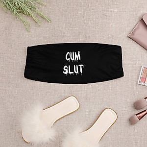 Cum Slut Women's Sexy Crop Top Sleeveless Stretchy Solid Strapless Tube Top M