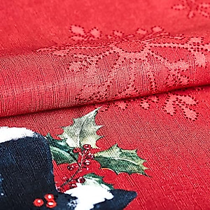 ARIDUR Square Christmas Tablecloth 52x52 Inch with Snowman and Snowflake Patterns,Red Jacquard Damask Fabric Table Cloth for Holiday Decoration and Winter