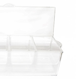 7Penn Condiment Tray with Ice Chamber, 4 Condiment Containers, Lid - Bar Garnish Tray Chilled Condiment Server Caddy