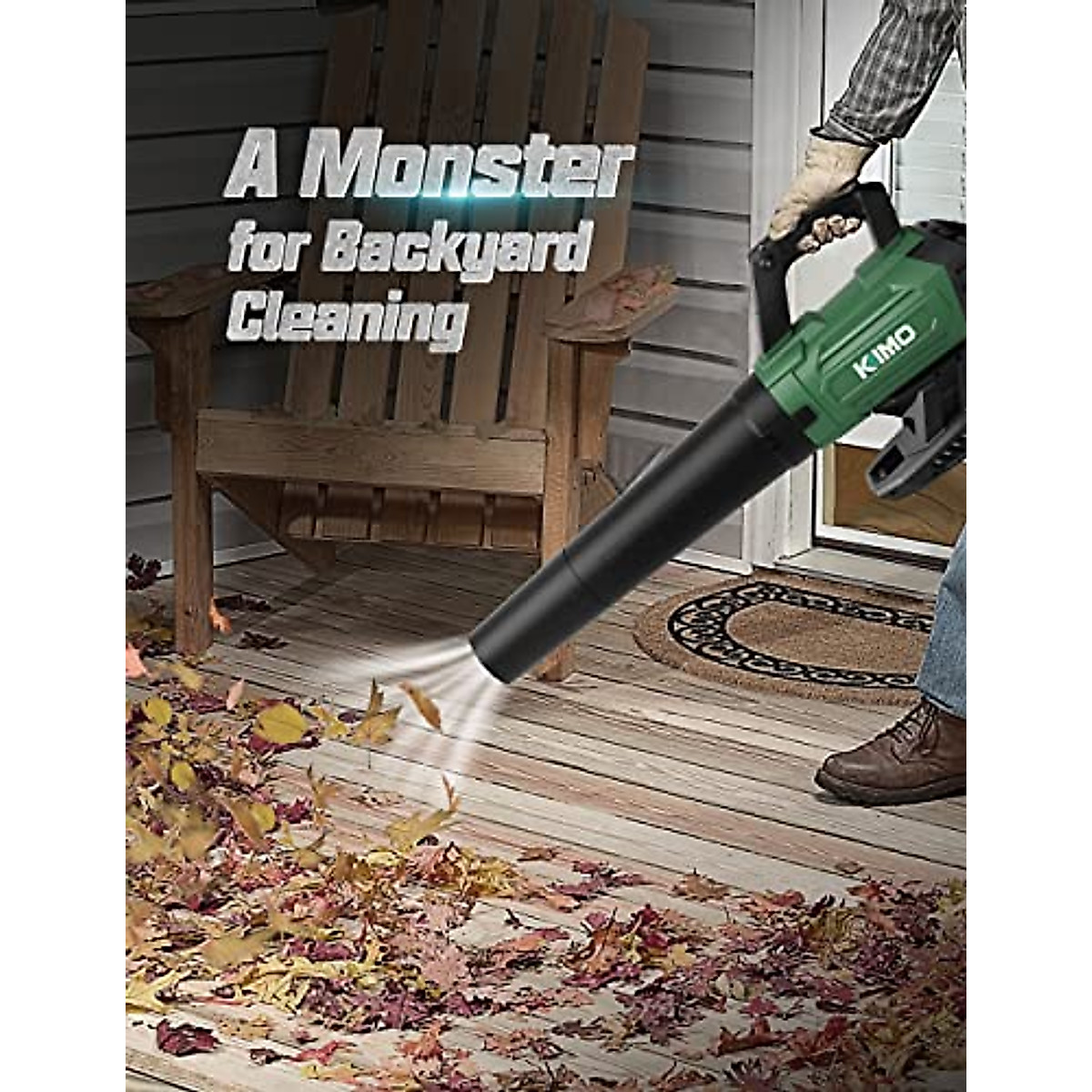 KIMO Cordless Leaf Blower - 400CFM Battery-Powered Blower for Blowing Wet Leaves, Snow Debris and Dust, 20V Electric Leaf Blower with Battery ＆ Charger for Lawn Care Garden Yard Work Around The House