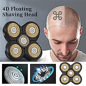 Roziaplus 5D Electric Shavers Replacement Heads Bald Replacement Heads Razor Blades Electric Replacement Heads for Electric Razors Head Shaver Replacement Blade Bald Head Shavers for Men